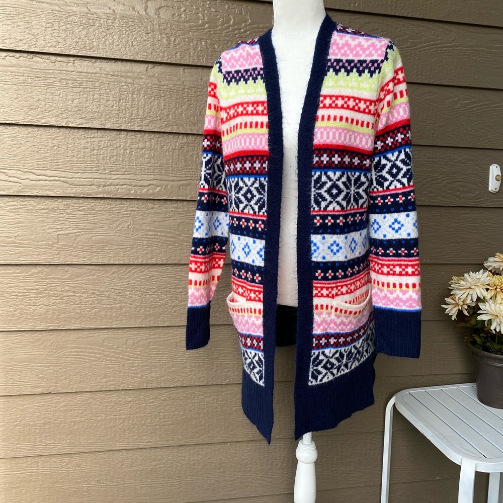 Old Navy Cozy Fair Isle Long Open Front Christmas Hol… - Gem